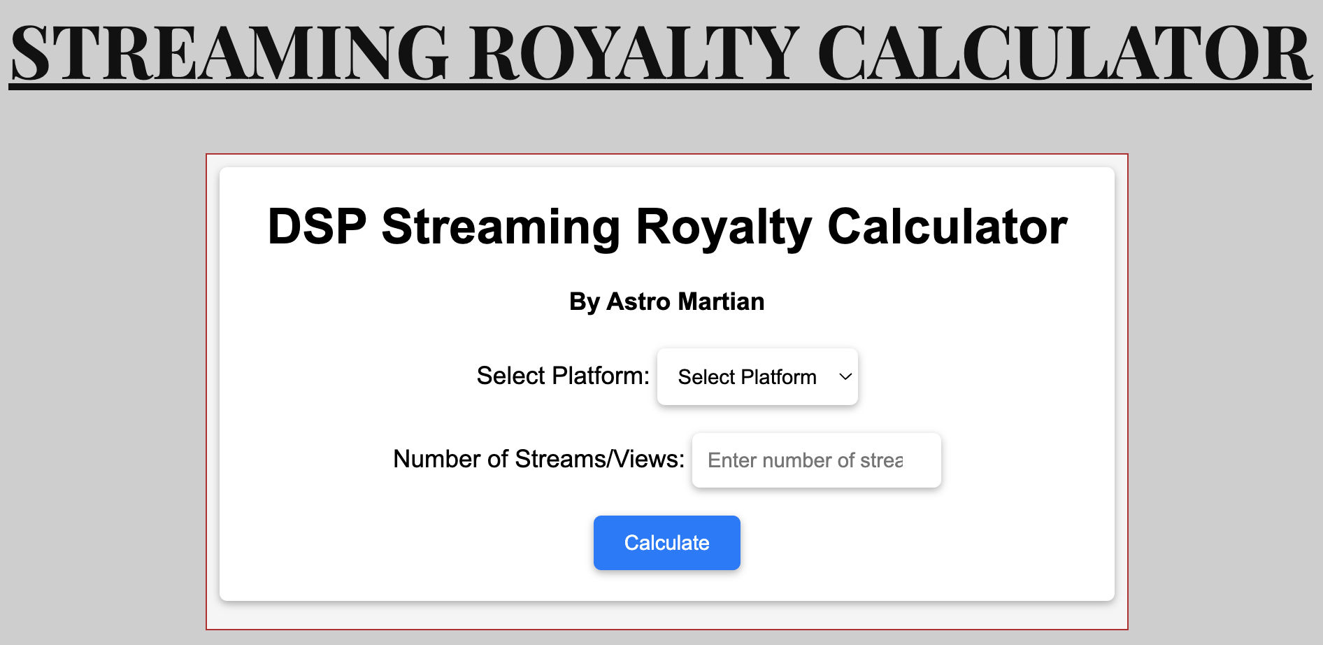 Streaming Royalty Calculator - Calculate Your Music Streaming Royalties